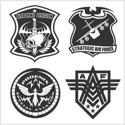 Military airforce patch set - armed forces badges Vector Image