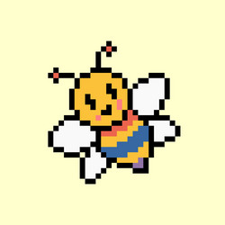 Pixel 8 bit bee animal game assets Royalty Free Vector Image