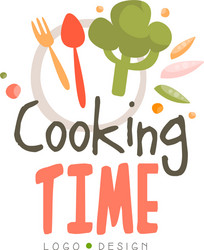 Cooking time studio logo design kitchen emblem Vector Image