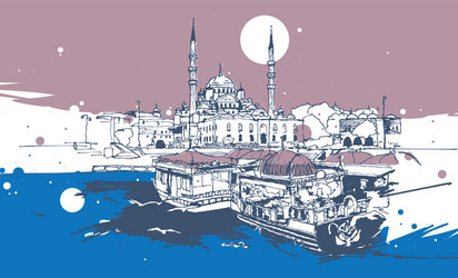 Drawing sketch topkapi palace istanbul Royalty Free Vector