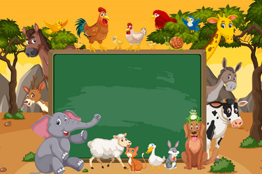 Empty banner with various wild animals Royalty Free Vector