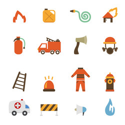 Firefighter colorful icons Royalty Free Vector Image