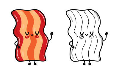 Cute funny jumping bacon hand drawn cartoon Vector Image