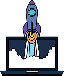 Laptop computer with rocket launcher Royalty Free Vector