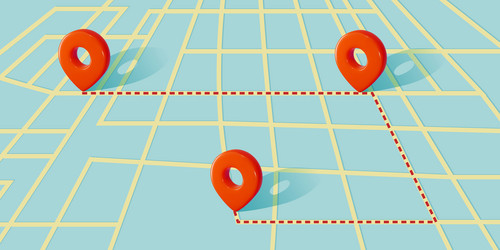 Locator mark on city map shows destination Vector Image