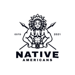 Native american logo design inspiration Royalty Free Vector