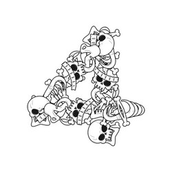 Number 1 skeleton bones font one anatomy Vector Image