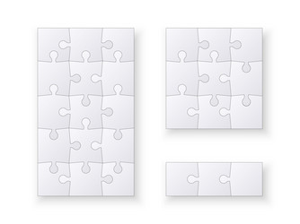 Set jigsaw puzzle templates many pieces Royalty Free Vector