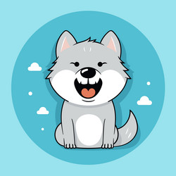 Wolf hand-drawn comic cute doodle style Royalty Free Vector