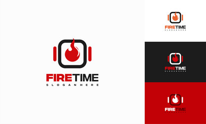 Fire watch logo designs concept stopwatch Vector Image
