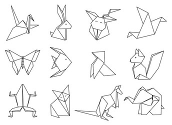 Origami animals set geometric polygon cartoons Vector Image