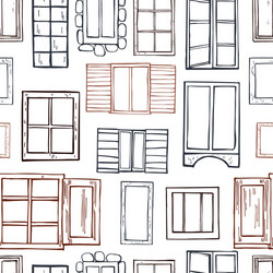 Hand drawn doors and windows seamless pattern Vector Image
