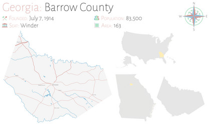 Map of barrow county in georgia Royalty Free Vector Image