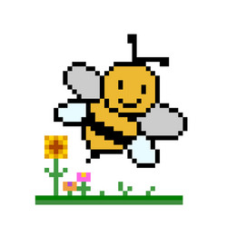 Pixel 8 bit bee animal game assets Royalty Free Vector Image