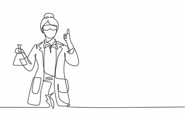 Single one line drawing scientist with celebrate Vector Image