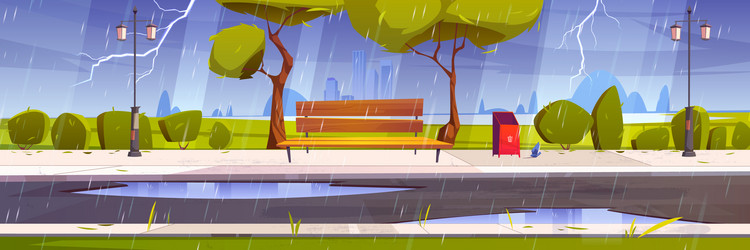 Rainy day park raining public rain city Royalty Free Vector