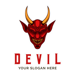 Angry demon head logo mascot template Royalty Free Vector