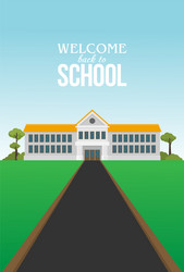 Flat of school building for back to school Vector Image