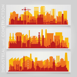 Industrial city skyline sets Royalty Free Vector Image