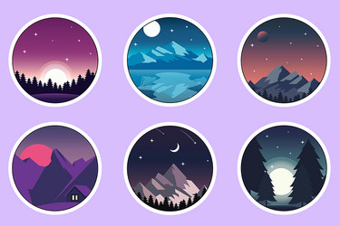 Landscape stickers Royalty Free Vector Image - VectorStock
