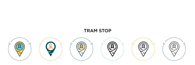 Tram stop outline icon thin line black stop Vector Image