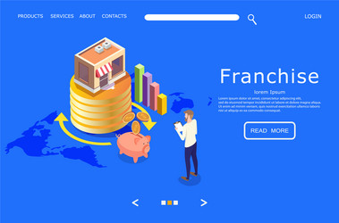 Franchise website landing page design Royalty Free Vector