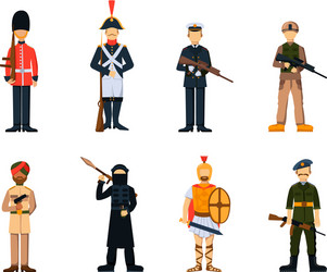 Military soldier character weapon symbols armor Vector Image