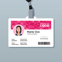 Stylish id card template with pink details Vector Image