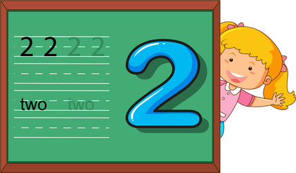 Girl showing number two Royalty Free Vector Image