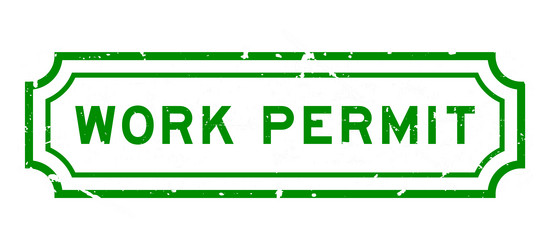 Grunge red work permit word rubber seal stamp Vector Image
