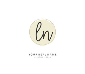 L n ln initial letter handwriting and signature Vector Image