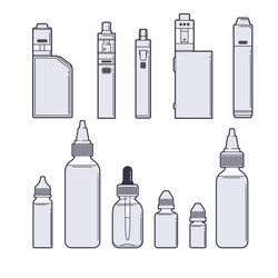 Vaping set vape devices outline on white Vector Image