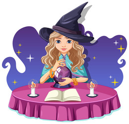 Cute witch riding magic brooms Royalty Free Vector Image