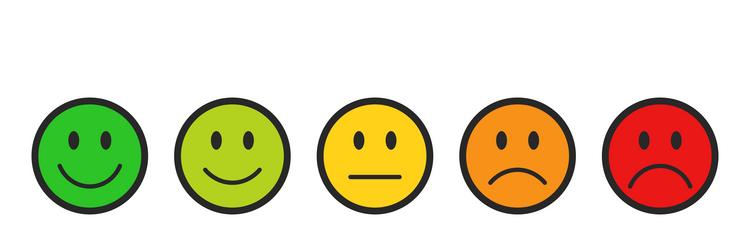 Rating emojis set in different colors Royalty Free Vector