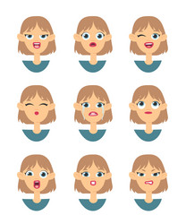 Set emotional women eyes cartoon style female Vector Image