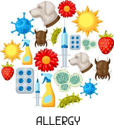 Food allergy background with allergens and symbols