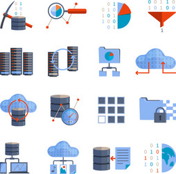 Data processing black icons Royalty Free Vector Image
