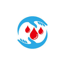 Red blood drop in hand isolated on white Vector Image