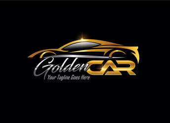 Golden car logo sign Royalty Free Vector Image