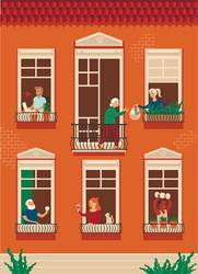 Windows with people opened window neighbors Vector Image