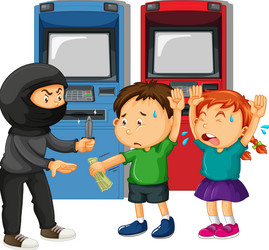 Thief threatening a boy for money Royalty Free Vector Image