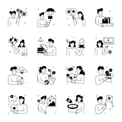 Collection of sketchy media advertisement Vector Image