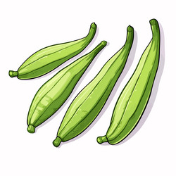 Okra hand-drawn doodle style cartoon Royalty Free Vector