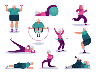 Old People Cartoon Exercise Vector Images (over 2,100)