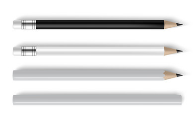 Pencils realistic black and white Royalty Free Vector Image