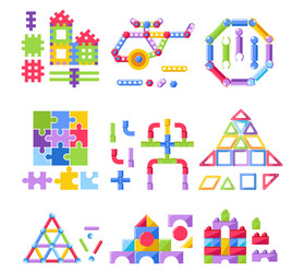 Set of block puzzle pentomino tetris Royalty Free Vector