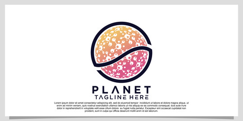 Planet logo design concept premium Royalty Free Vector Image