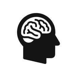 Brain simple side view black icon intellect Vector Image