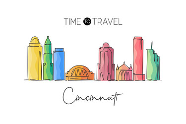 One single line drawing of cincinnati city Vector Image