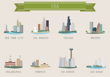 Cities skylines icons set Royalty Free Vector Image